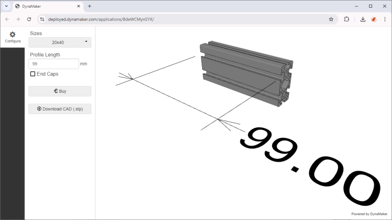 Template - Aluminum profile T-slot CAD configurator – DynaMaker