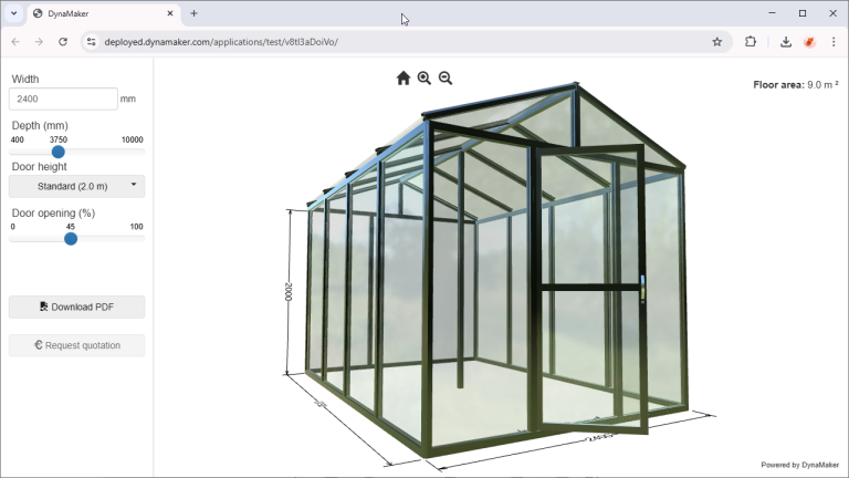 Template - Greenhouse 3D configurator with BIM export – DynaMaker